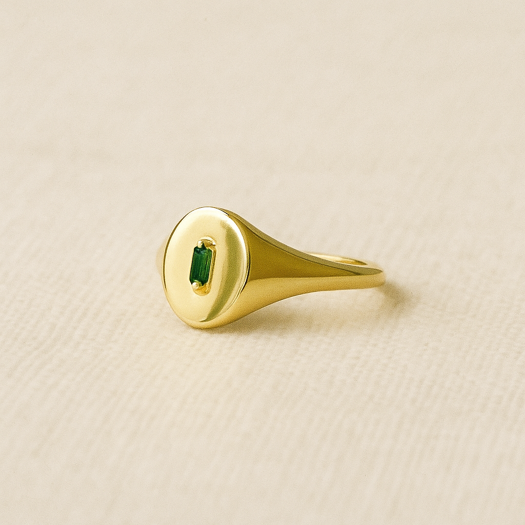 Montego Ring | Gold with Green Crystal Stone – Matte